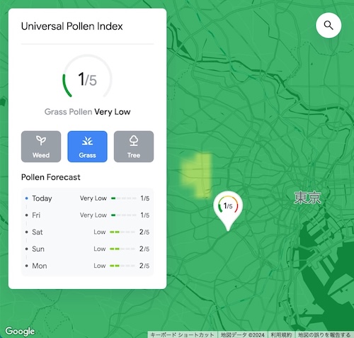 【Google Maps Platform】Pollen API でヒノキとスギの花粉情報が取得可能に！